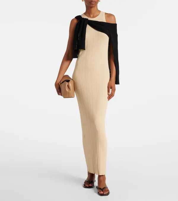 TOTEME Ribbed-knit Maxi Dress - Beige