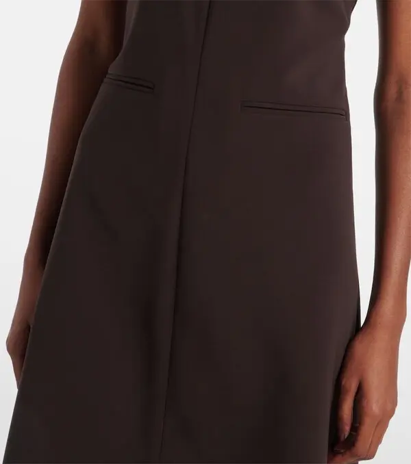 COURREGES Twill Mini Dress In Chocolate