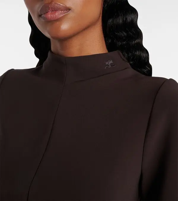COURREGES Twill Mini Dress In Chocolate
