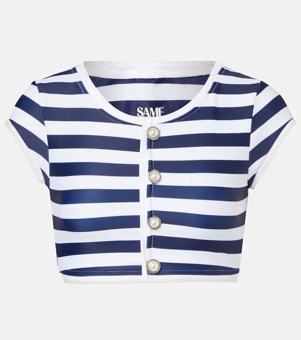 SAME Grace Striped Bikini Top - Blue