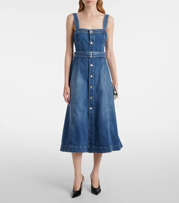 Simkhai Alba Belted Denim Midi Dress