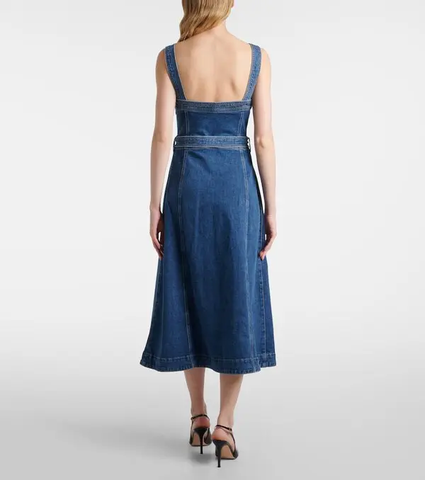 Simkhai Alba Belted Denim Midi Dress