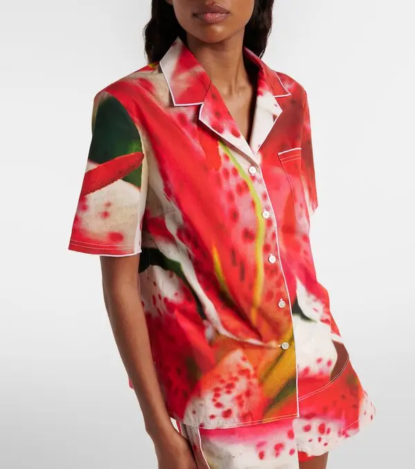 Tory Burch Printed Cotton-blend Shirt