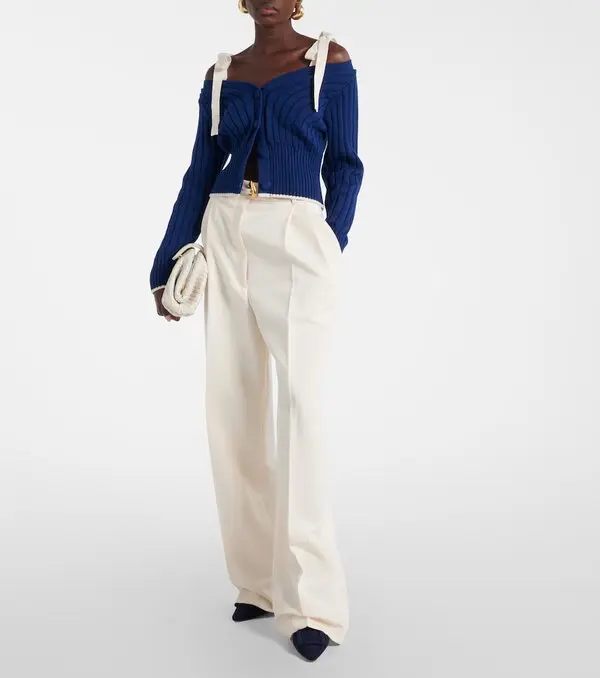 Carolina Herrera Bow Detail Ribbed Cardigan