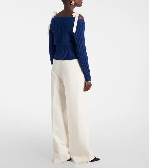 Carolina Herrera Bow Detail Ribbed Cardigan