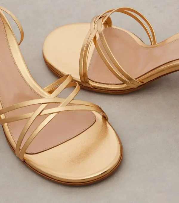 GIANVITO ROSSI Metallic Leather Lace-up Sandals