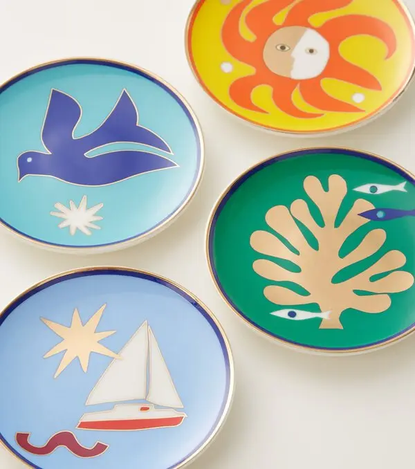 Jonathan Adler Playa Set Of 4 Porcelain Coasters