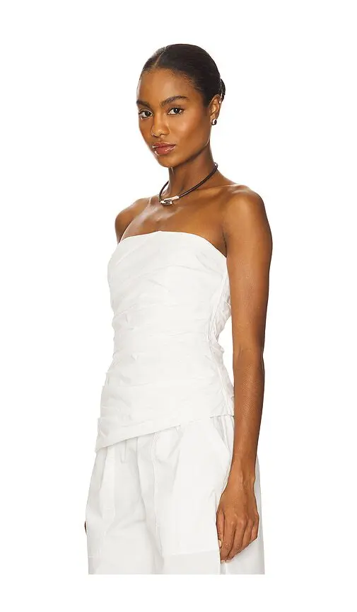 Simkhai Emerson Ruched Bustier Top - White