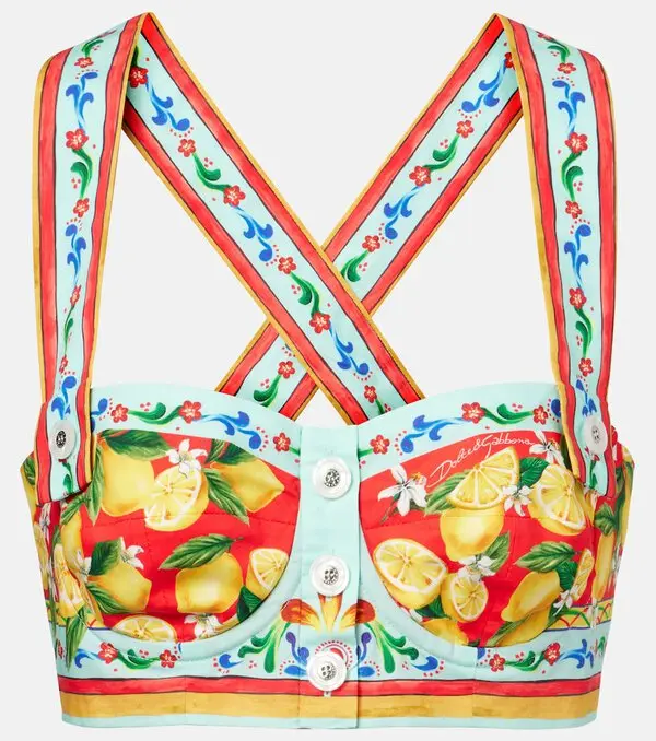 Dolce & Gabbana Printed Cotton Bra Top - Multicoloured