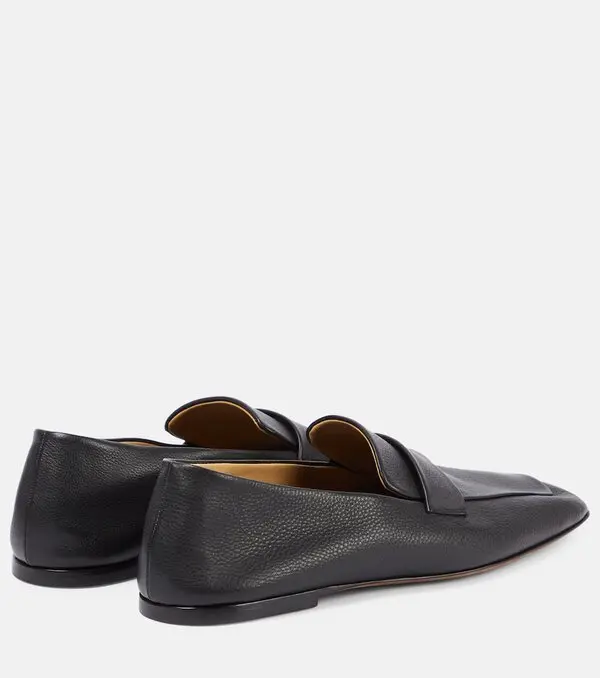 THE ROW Square Toe Leather Loafers - Black