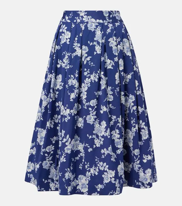 Carolina Herrera Floral Faille Midi Skirt - Multicoloured