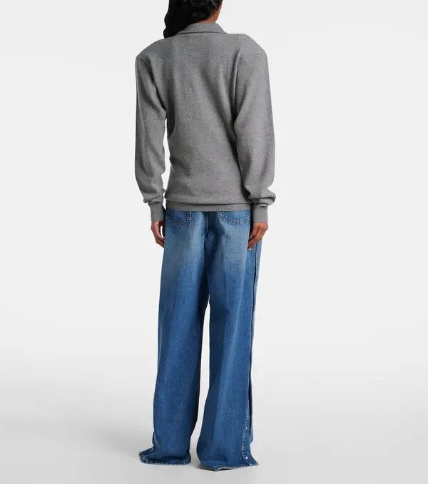 Stella McCartney Cashmere And Wool Polo Sweater In Medium Melange