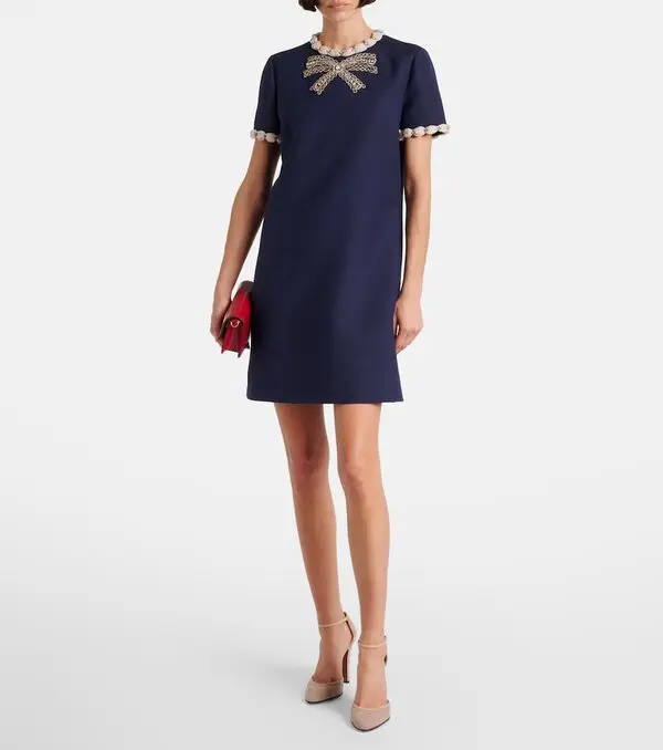 Valentino Garavani Crepe Couture Embellished Mini Dress