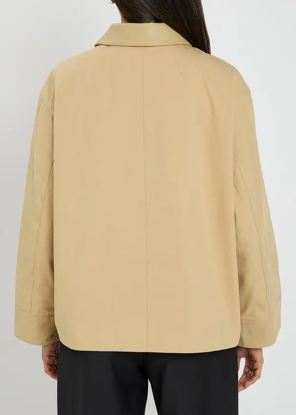 ARMA Sina Cotton Overshirt Jacket With Leather Collar