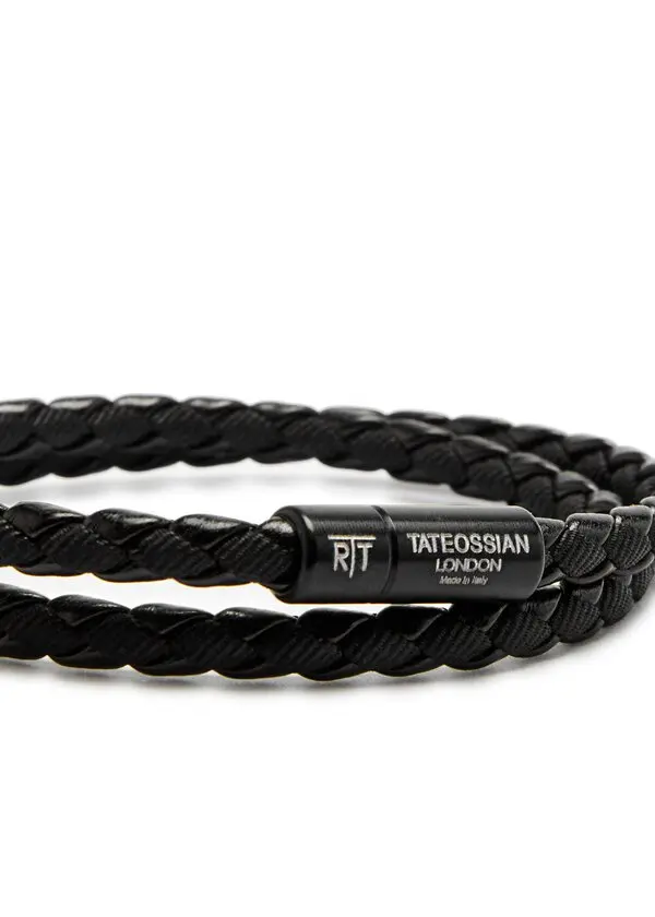 Tateossian Chelsea Braided Leather Wrap Bracelet