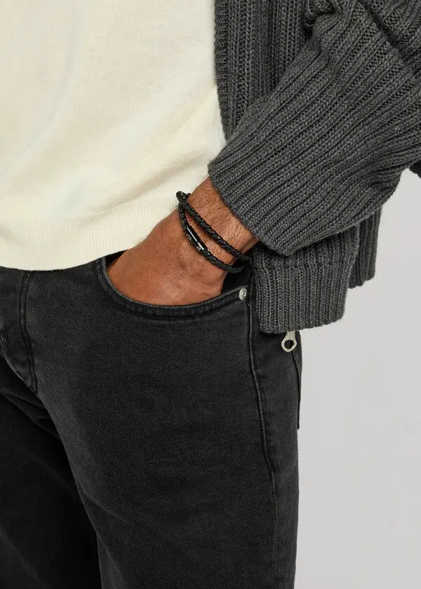 Tateossian Chelsea Braided Leather Wrap Bracelet