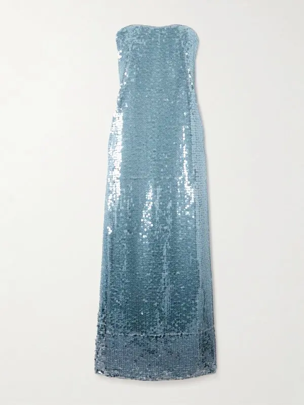 Simkhai Leilani Strapless Sequined Crepe Gown - Blue