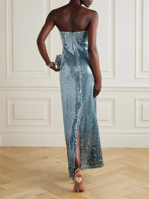 Simkhai Leilani Strapless Sequined Crepe Gown - Blue