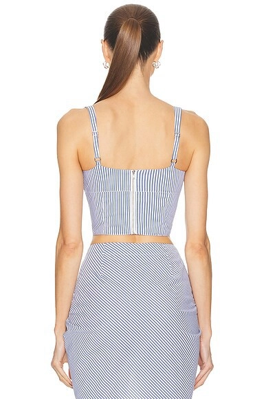 FLEUR DU MAL Poplin Bustier Top - Midnight Stripe
