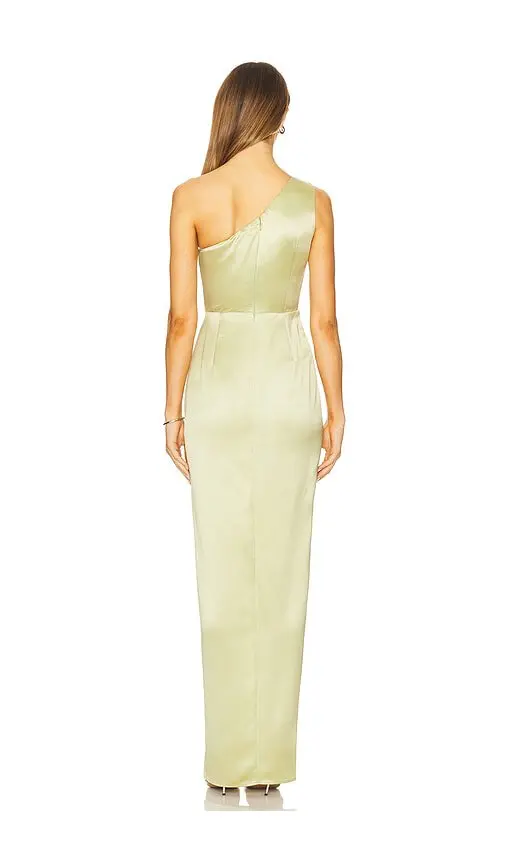 SAU LEE Preston One-shoulder Gown - Sage