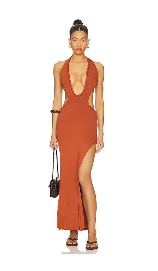INDAH Isla Braided Maxi Dress - Cognac