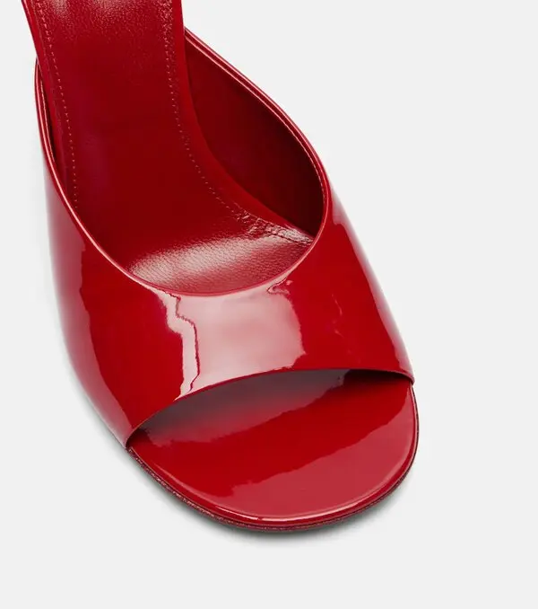 Dries Van Noten Patent Leather Wedge Mules - Red