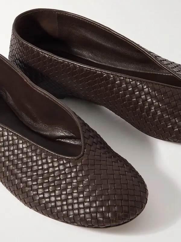 Bottega Veneta Woven Leather Ballet Flats - Brown