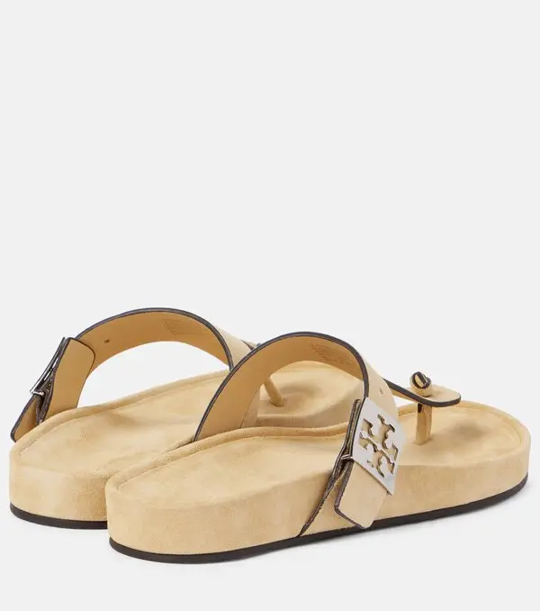 Tory Burch Double T Suede Thong Sandals