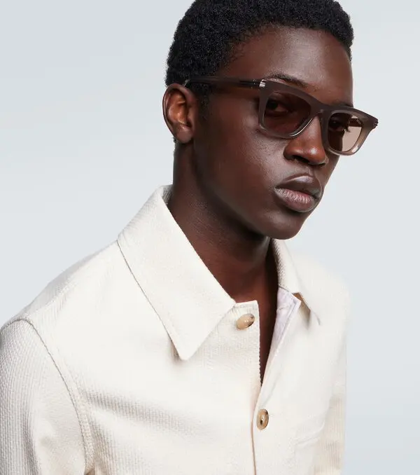 Zegna Rectangular Sunglasses - Brown