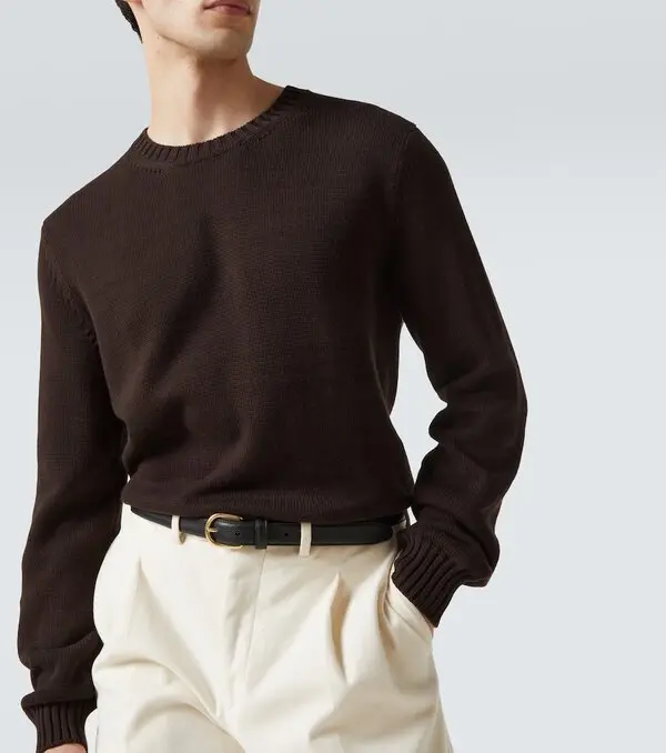 SAMAN AMEL Cotton Crewneck Sweater