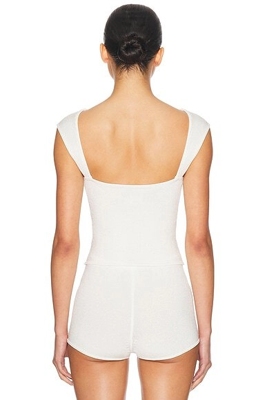 HELSA Ribbed Knit Square Neck Top