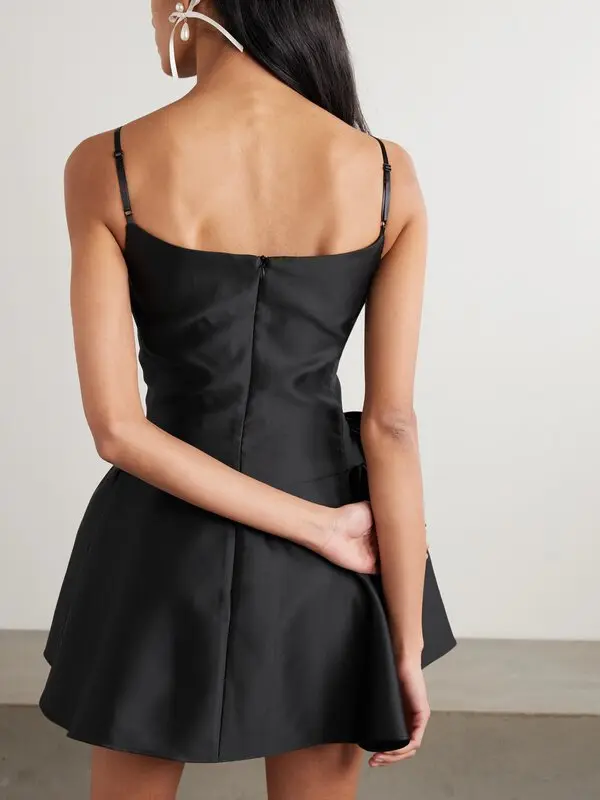 SHUSHU/TONG Bow-detailed Gathered Satin Mini Dress