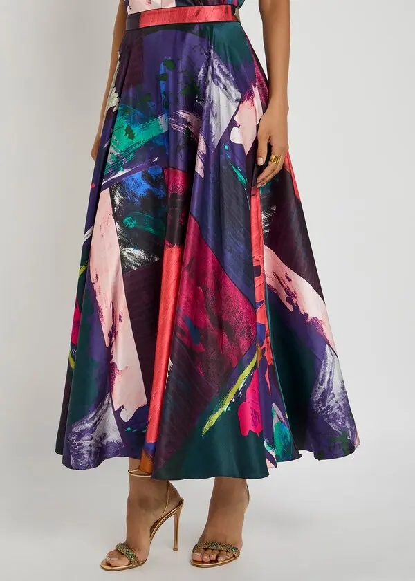 ROKSANDA Ameera Printed Silk-satin Midi Skirt - Multi Print