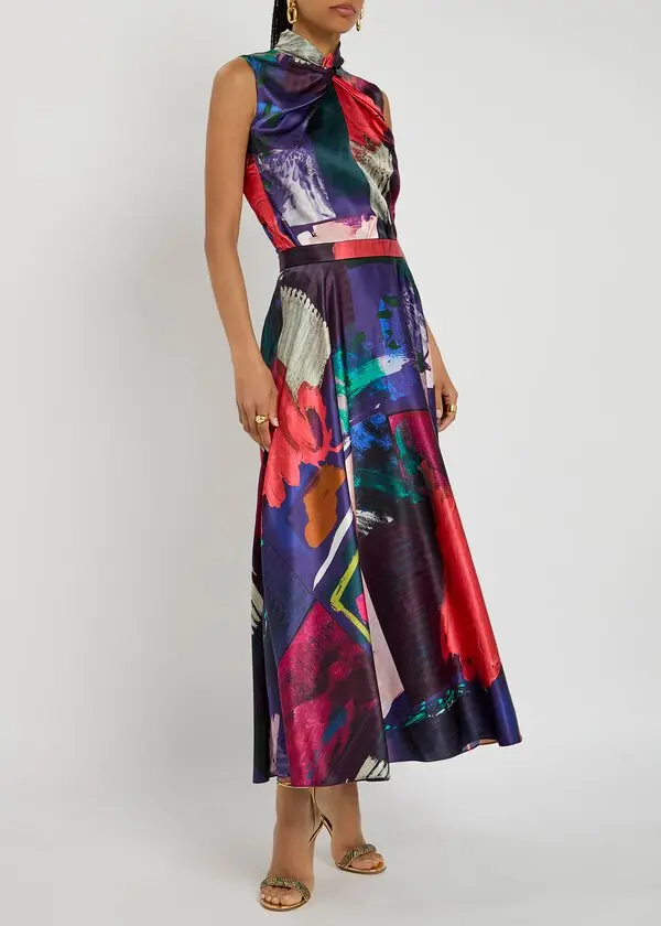 ROKSANDA Ameera Printed Silk-satin Midi Skirt - Multi Print