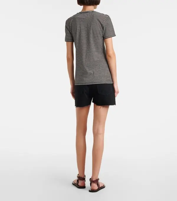 NILI LOTAN Lana Striped Cotton-blend T-shirt