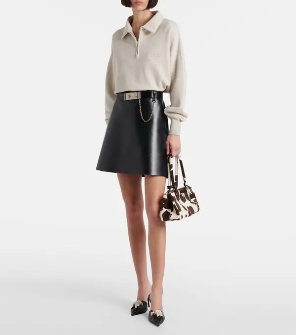 Prada Belted Leather Mini Skirt