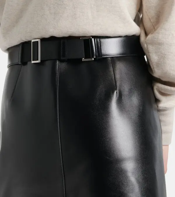 Prada Belted Leather Mini Skirt