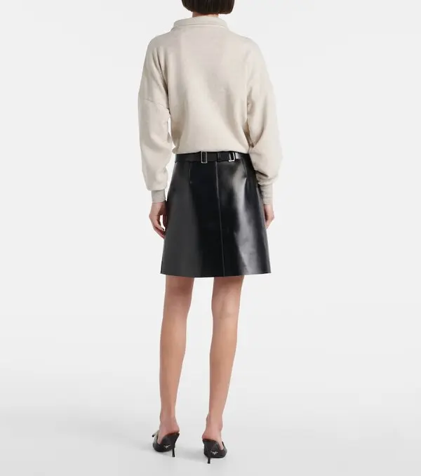 Prada Belted Leather Mini Skirt