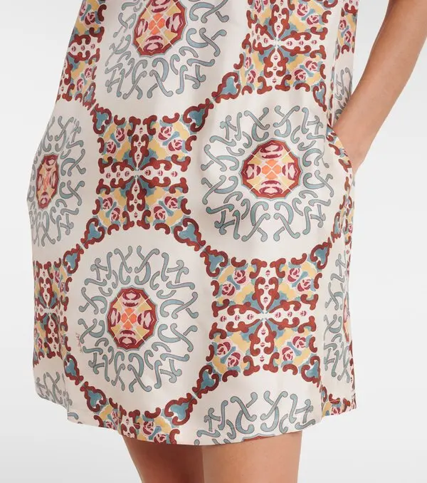 La DoubleJ Swing Printed Silk Satin Mini Dress - Multicoloured
