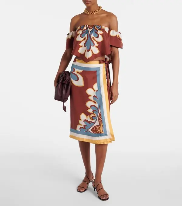 La DoubleJ Printed Silk Wrap Skirt - Multicoloured