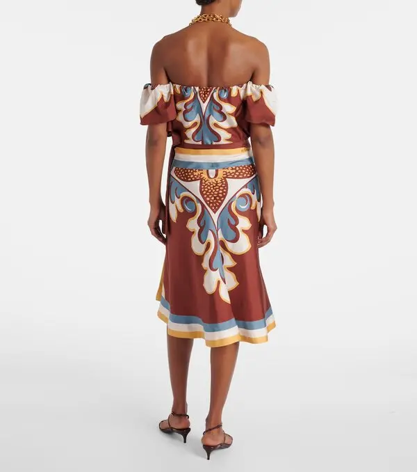 La DoubleJ Printed Silk Wrap Skirt - Multicoloured