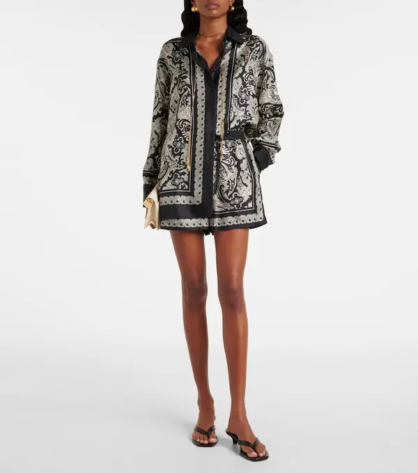 NILI LOTAN Alfie Paisley Silk Twill Shirt