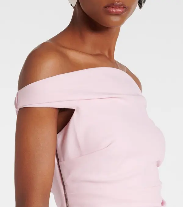 THE SEI Draped Off-shoulder Crepe Corset Top - Pink