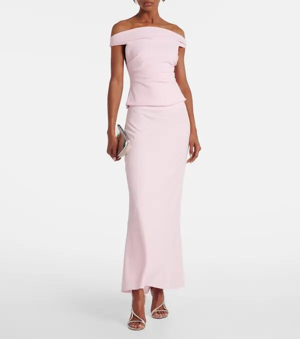 THE SEI Draped Off-shoulder Crepe Corset Top - Pink