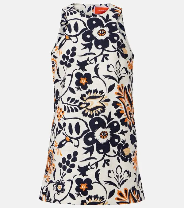 La DoubleJ Racer Printed Cotton Poplin Mini Dress