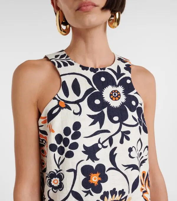 La DoubleJ Racer Printed Cotton Poplin Mini Dress