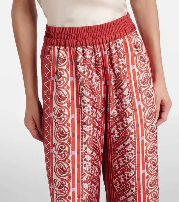 La DoubleJ Printed Silk Twill Palazzo Pants