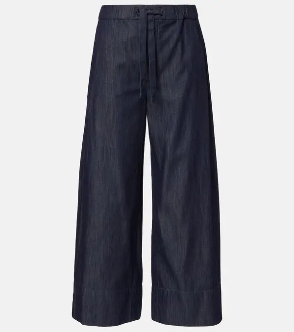 Max Mara Jour Cotton Chambray Wide-leg Trousers
