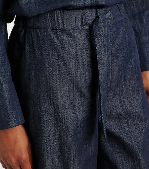 Max Mara Jour Cotton Chambray Wide-leg Trousers
