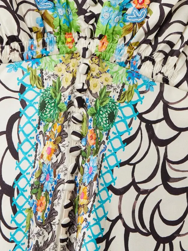 Saloni Lea Printed Silk-satin Maxi Dress